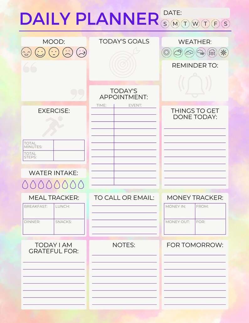 Daily Planner Pastel Rainbow - Etsy