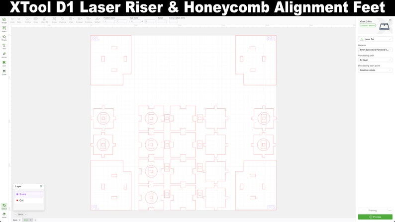 Xtool Honeycomb Alignment Feet & Adjustable Laser Riser for D1| Digital ...