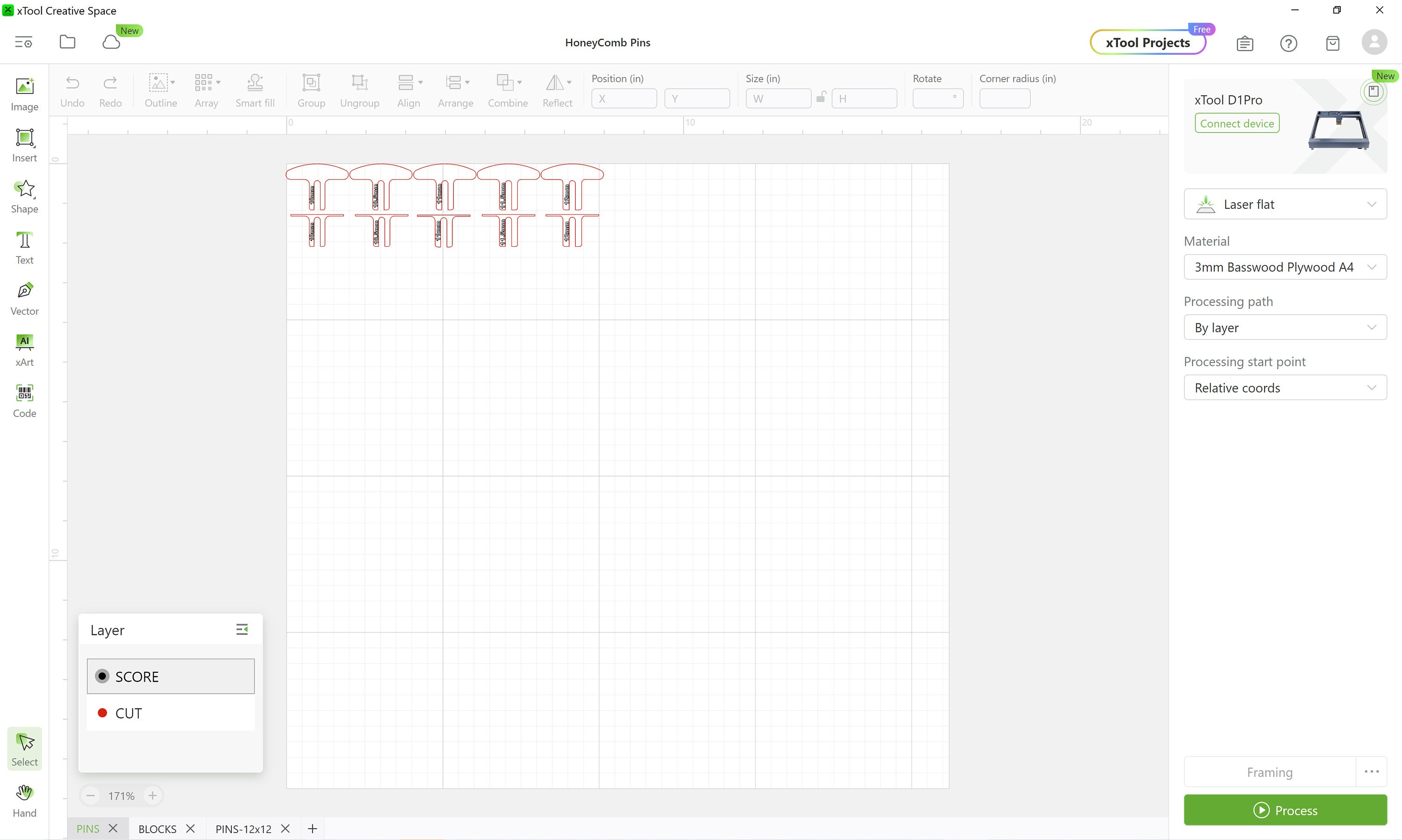 Honeycomb Pins, Low Profile Laser Cut Multiple Sized Hold Down/crumb ...