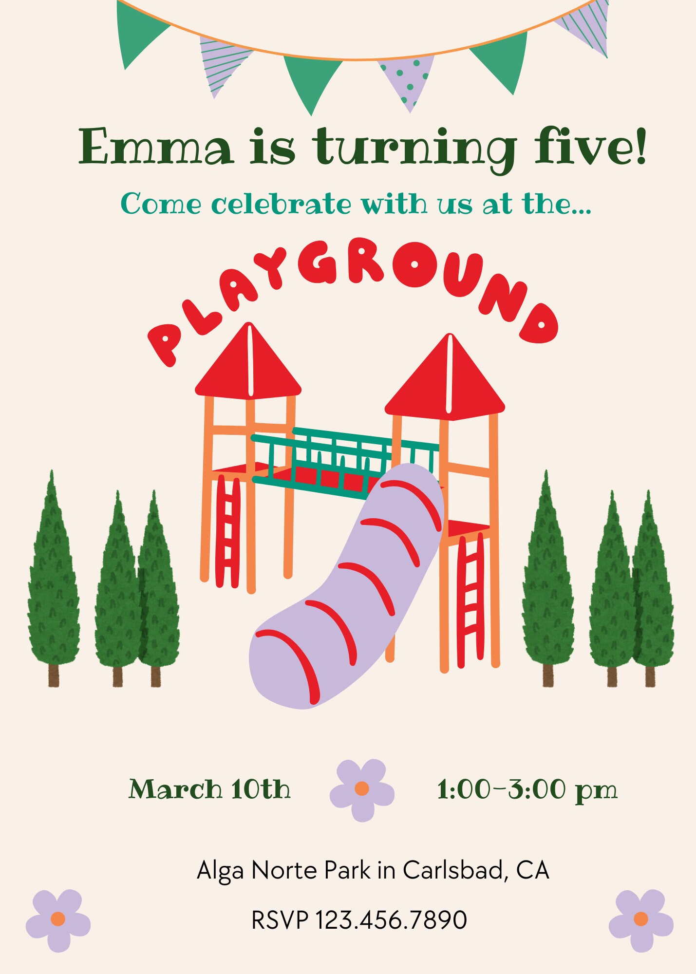 Playground Birthday Party Invitation, Editable Kids Birthday Invitation ...