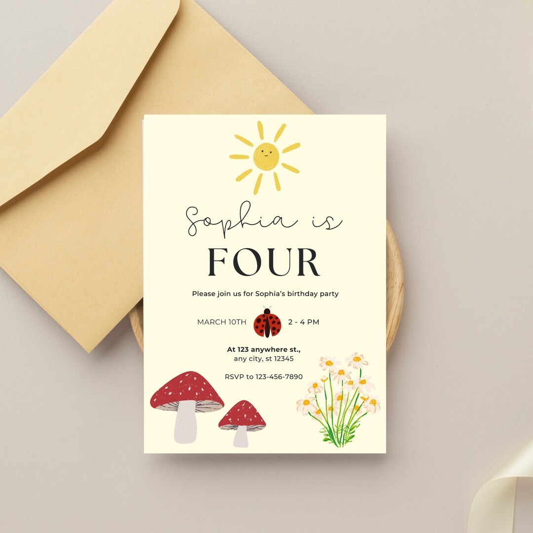 Kids Nature Birthday Invitation, Editable Birthday Invitation, CANVA ...