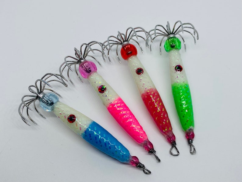 Squid Jig 1/2 Oz Weighted Jigs Handmade 30mm Wide Hook - Etsy