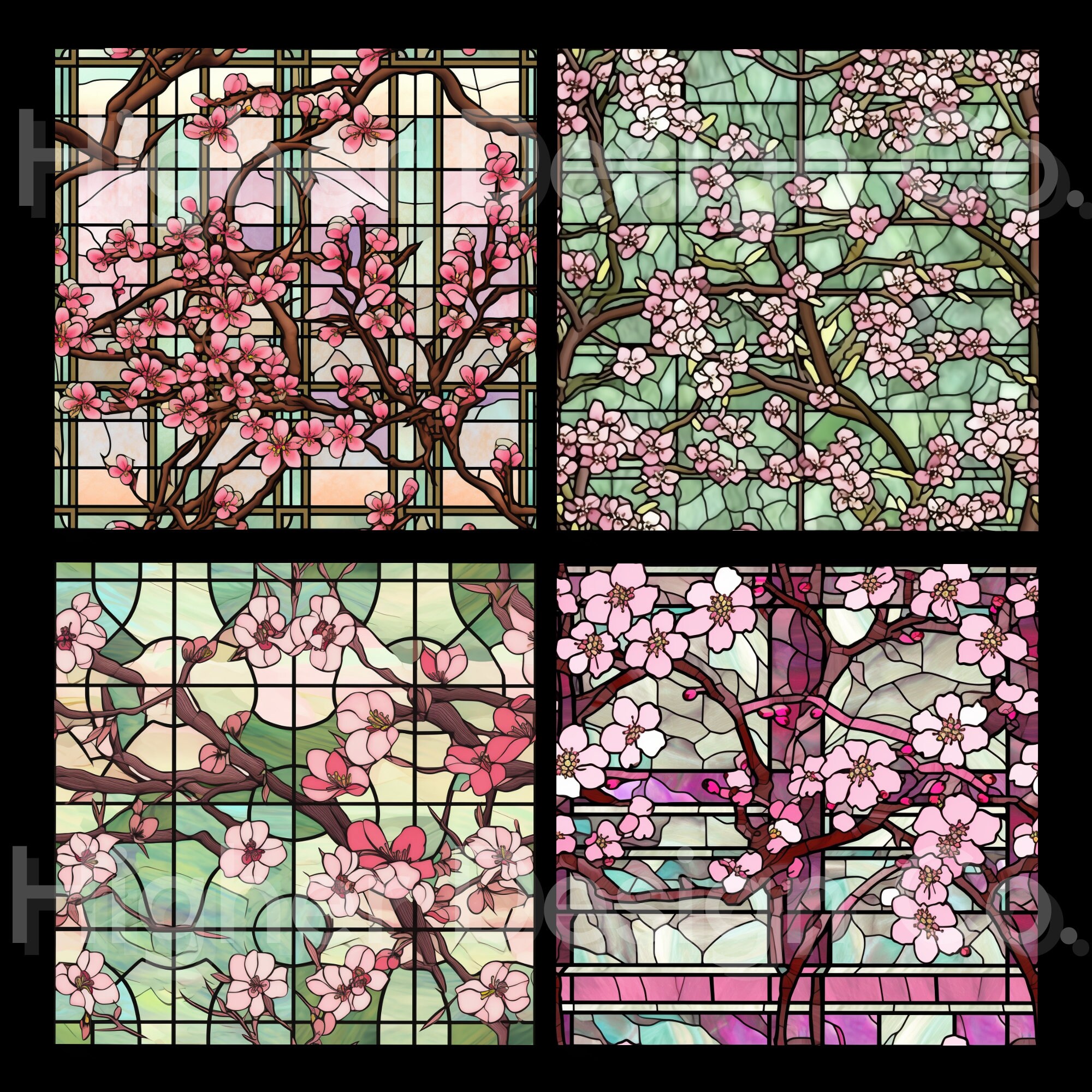 Sakura Cherry Blossom Digital Paper Pack, Floral Digital Paper, Flower ...
