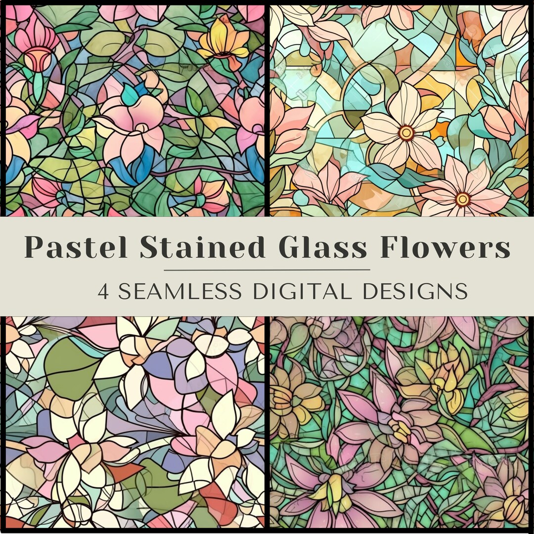 Stained Glass Digital Paper Pack | Stained Glass Background Bundle ...