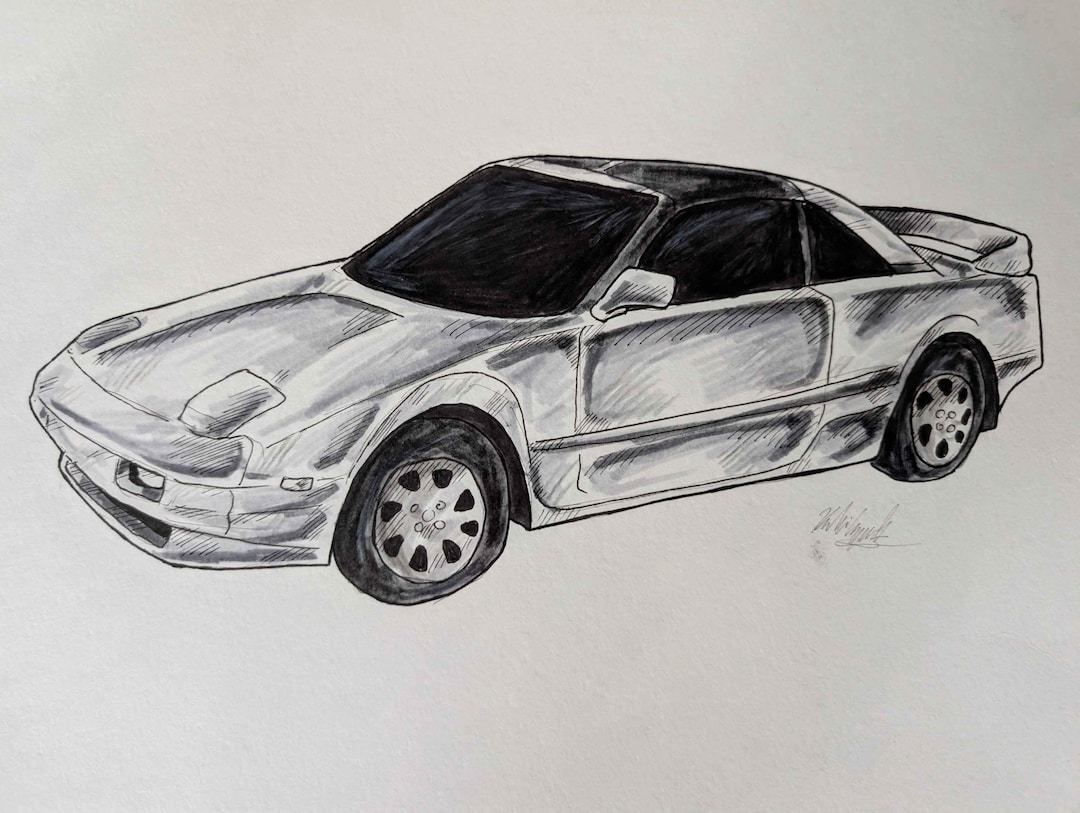 Toyota MR2 Original Drawing (b&w) 9x12 - Etsy