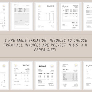 Invoice Template Bundle, Editable on Canva, Customizable, Small ...