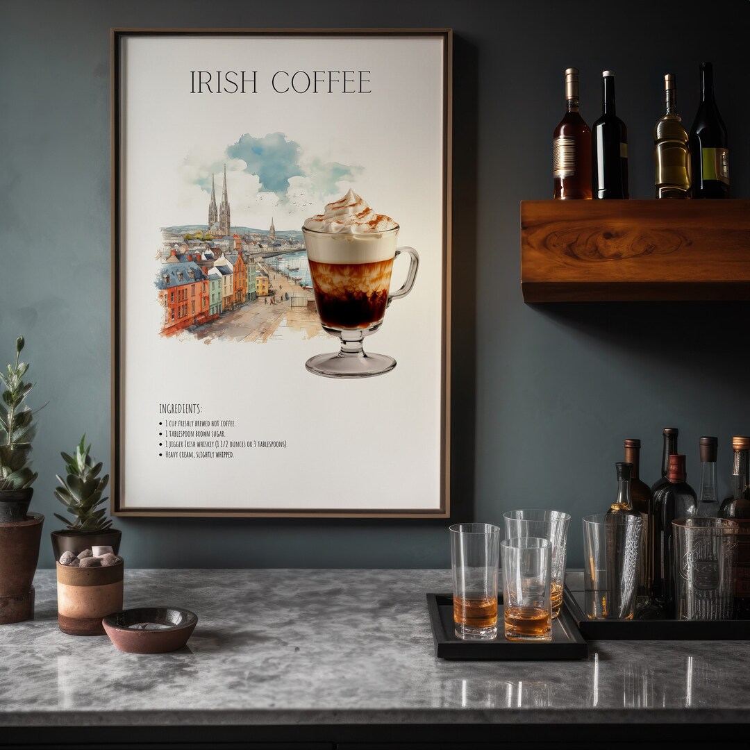 Irish Coffee Cocktail Print, Bar Sign Poster, Coffee Poster, Classic ...