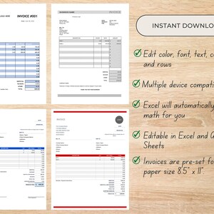 Editable Invoice Excel Template, Modern, Professional Invoice ...