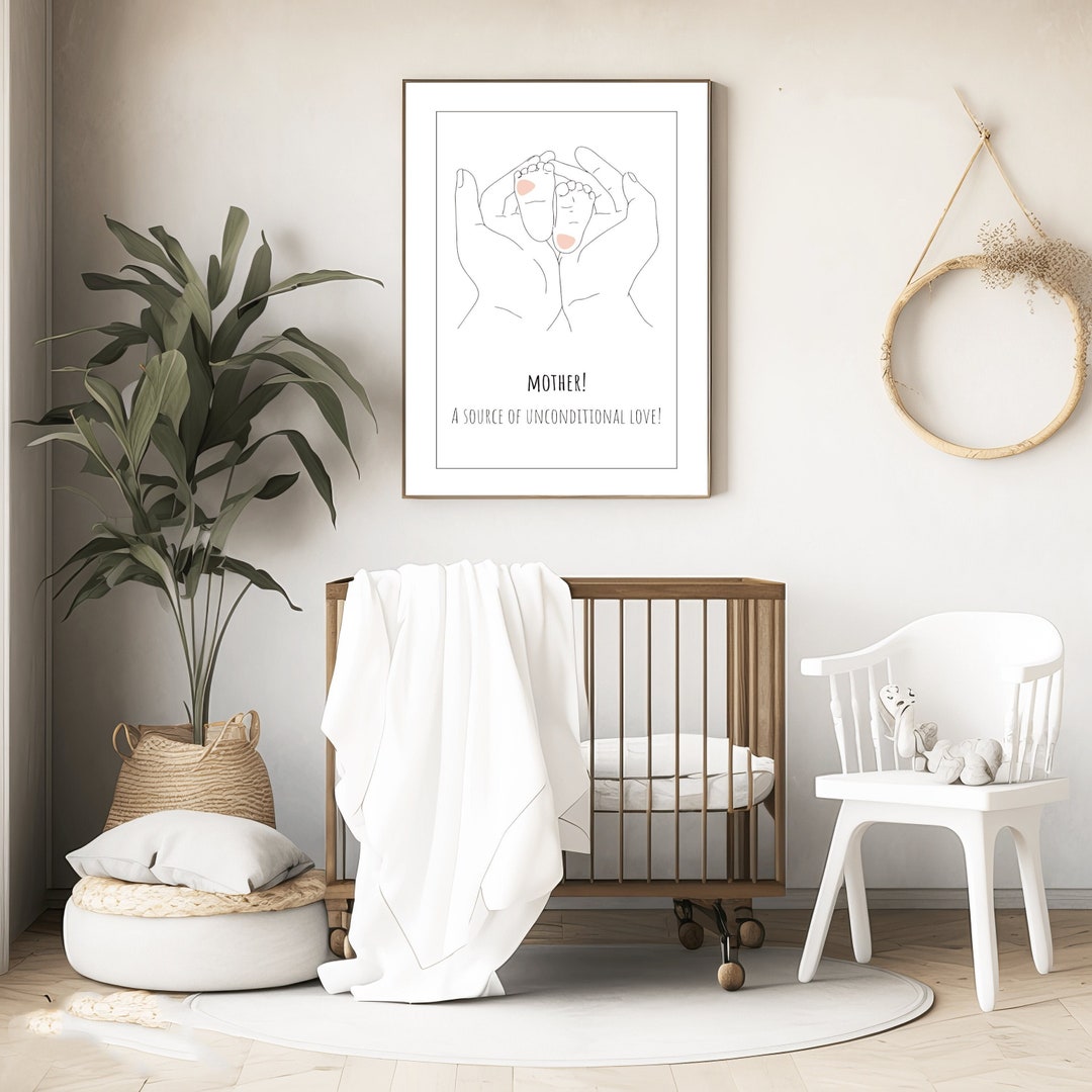 Nursery Line Art, Mom and Baby Wall Decor, Midwife Gift, Mom to Be Gift ...