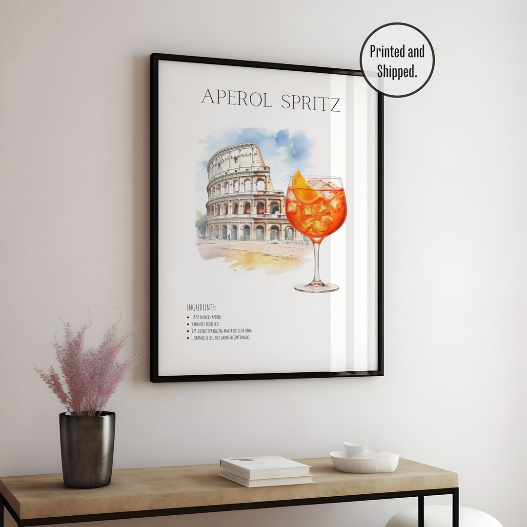 Aperol Spritz Art Print | Bar Cart Decor Cocktail Poster | Party ...