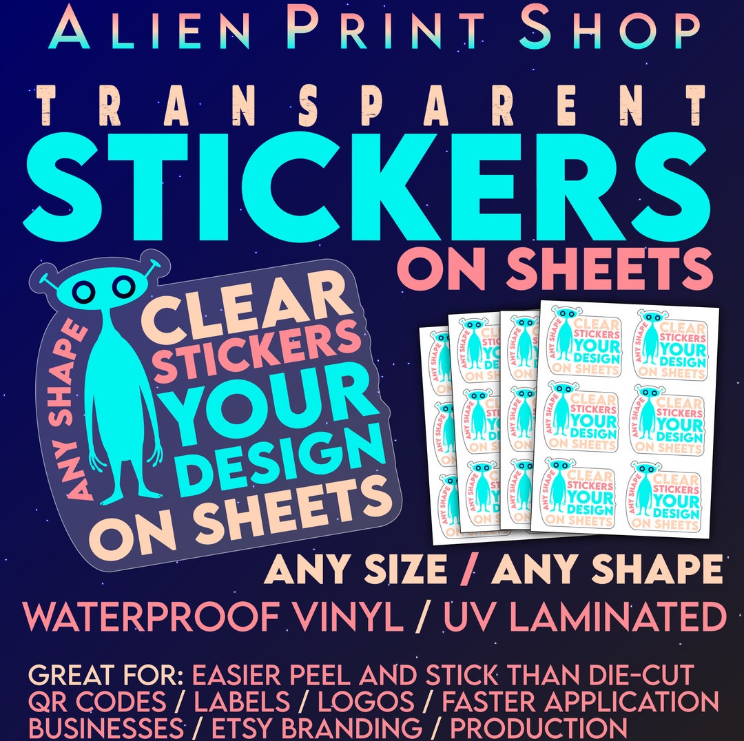 Custom Clear Stickers on Sheets: Waterproof Vinyl, UV Laminated - Etsy