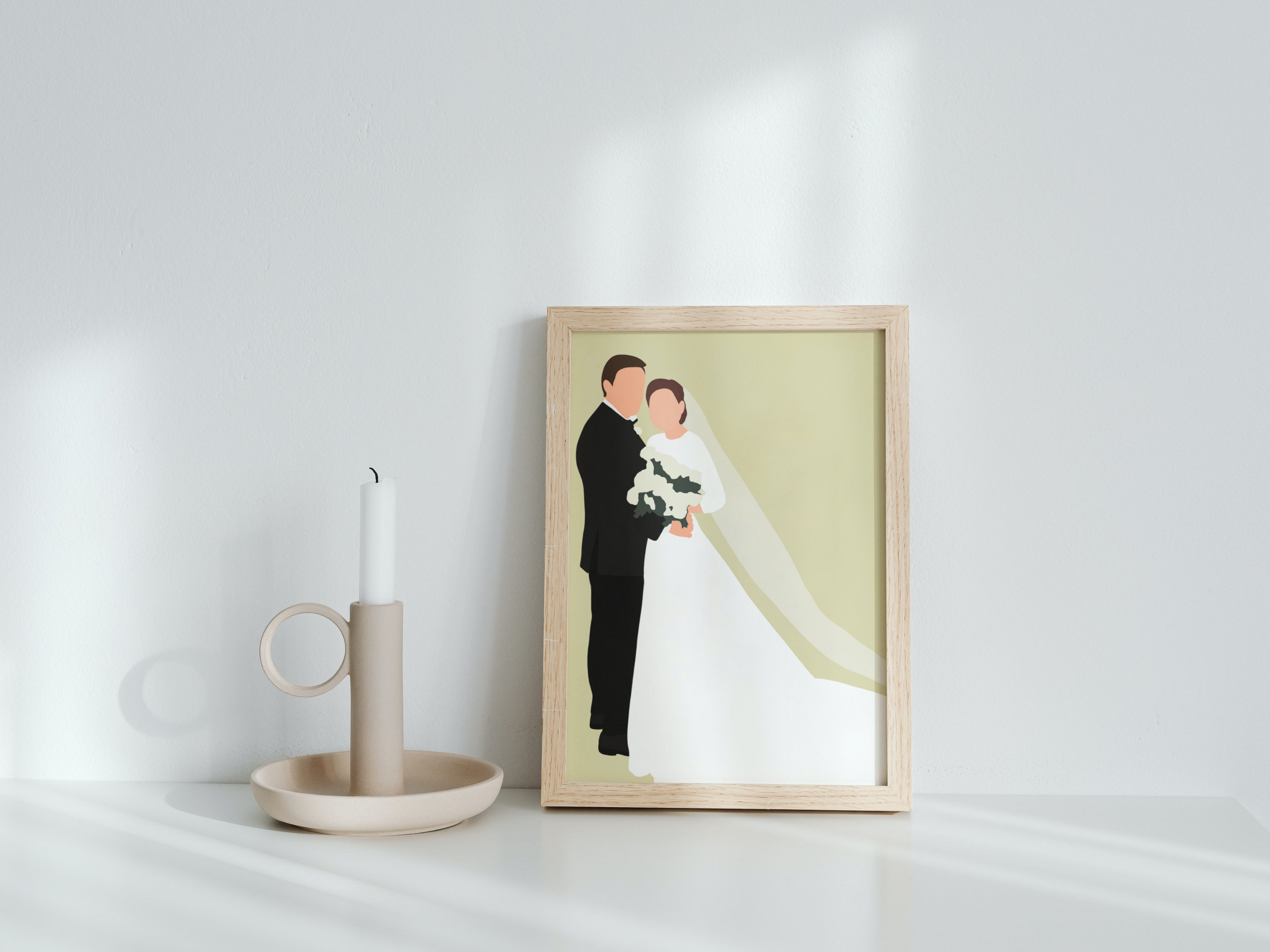 Custom Couple Wedding Portrait Faceless, Soulmate Drawing From Photo ...