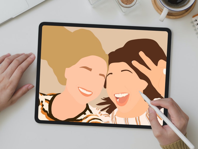 Faceless Portrait Illustration Drawing From Photo Best Friend - Etsy