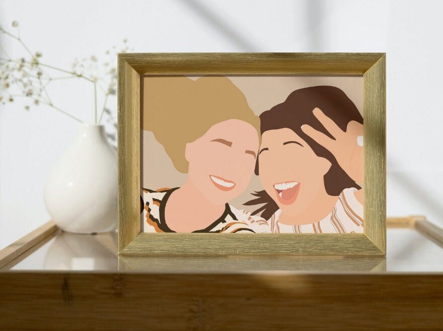 Faceless Portrait Illustration Drawing From Photo, Best Friend Gift ...