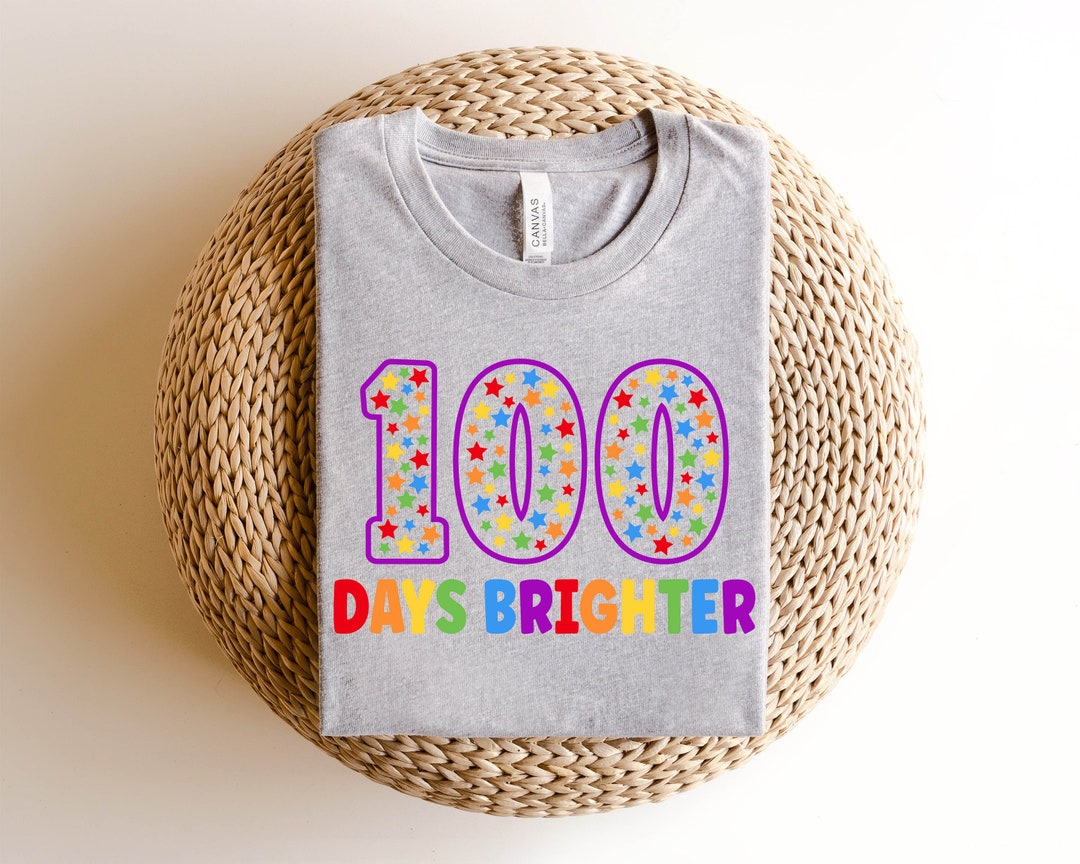 Teacher 100 Days Brighter, Teacher Shirt, 100 Days of School, Teacher ...