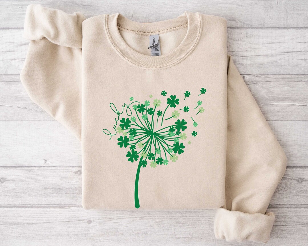 St Patricks Day Dandelion Shirt, Shamrock Sweater, Patrick Day Lucky ...
