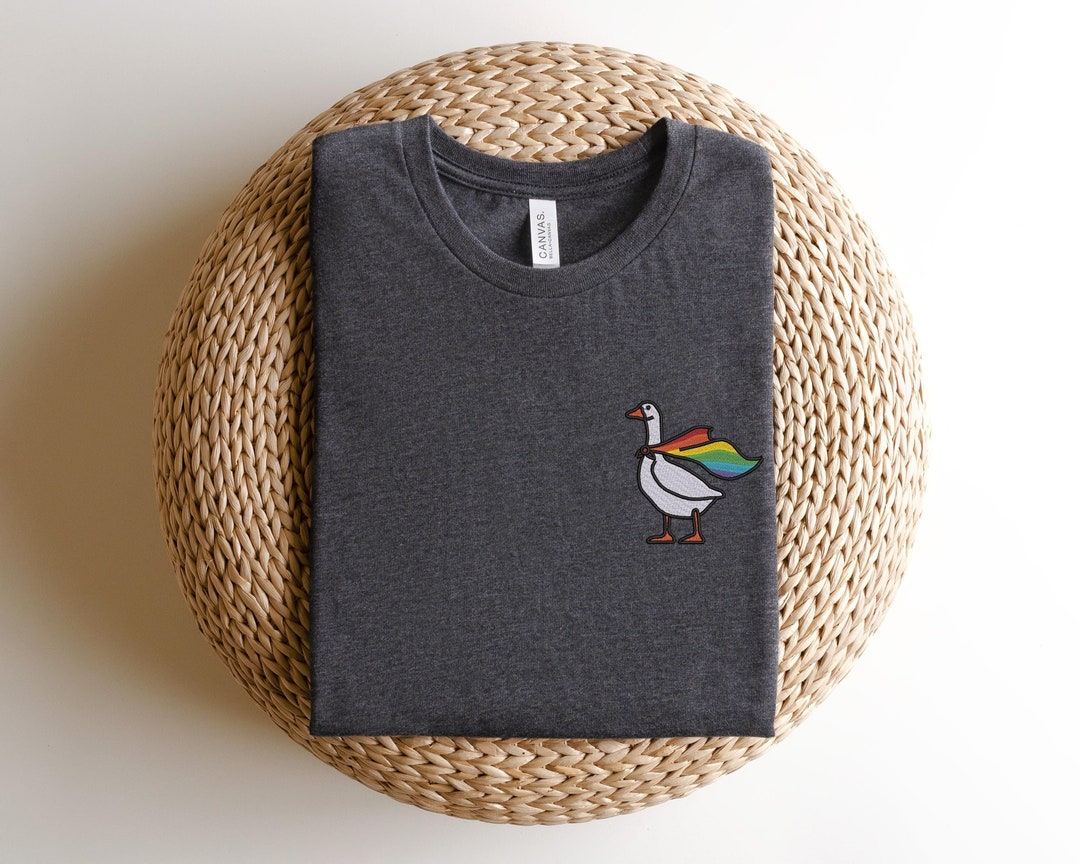 Embroidered Rainbow Goose Shirt, Embroidered LGBTQ Shirt, Embroidered ...