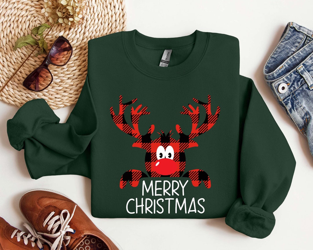 Merry Christmas Deer Sweatshirt, Merry Christmas Reindeer Sweatshirt ...
