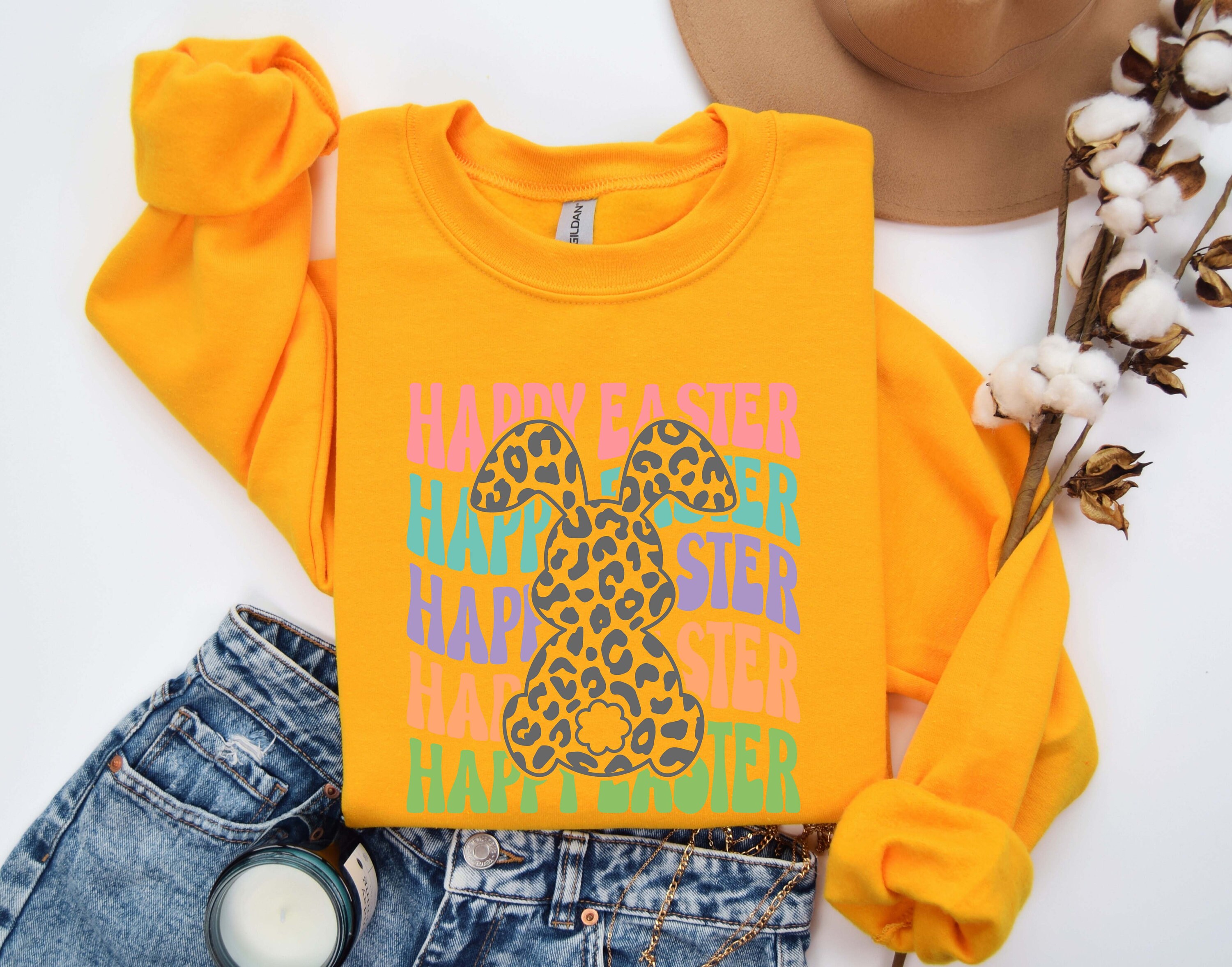 Happy Easter Bunny Sweatshirt, Bunnies Sweatshirt, Flowers Print ...