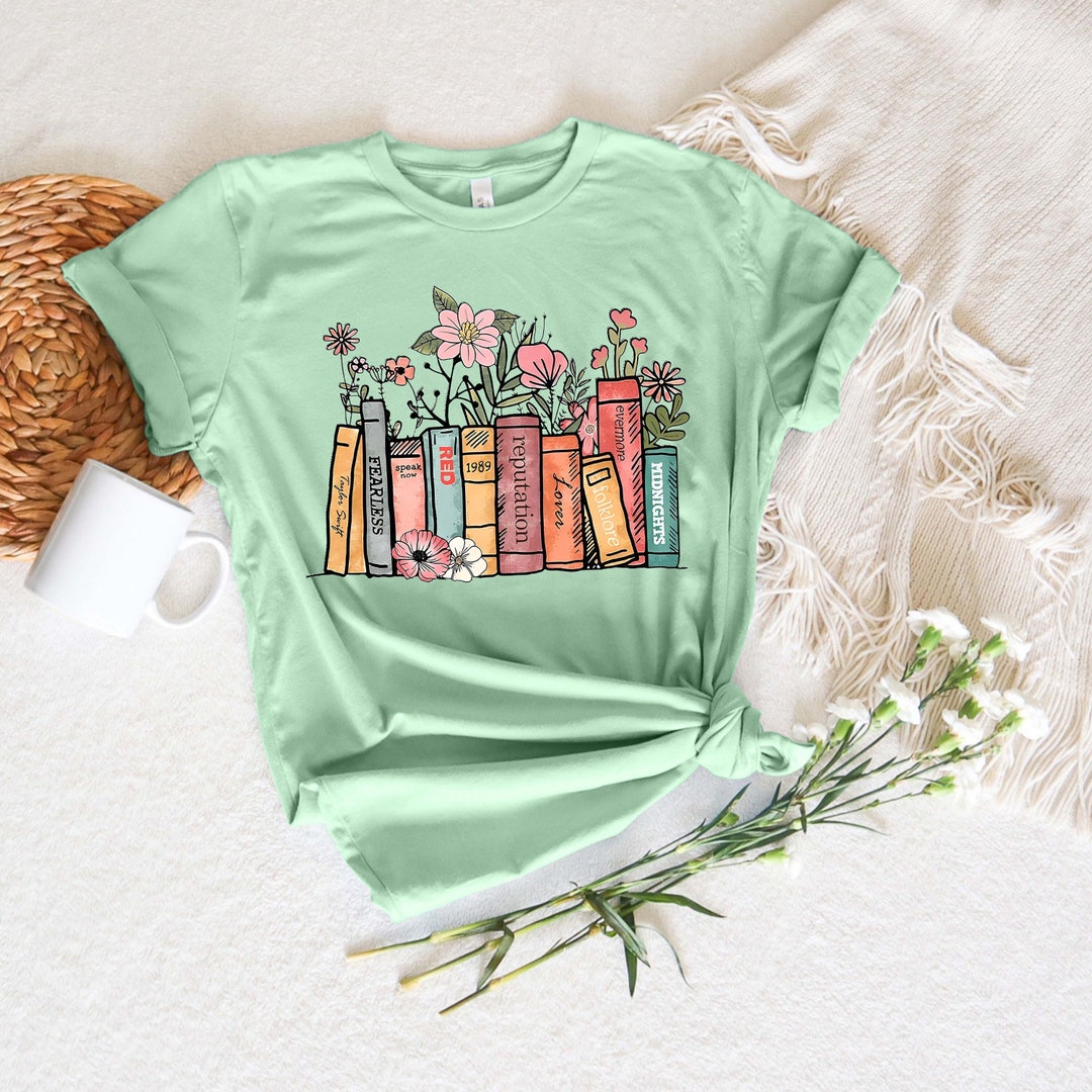 Book Lover Shirt, Flower Books Shirt, Gift for Book Lover, Reading ...