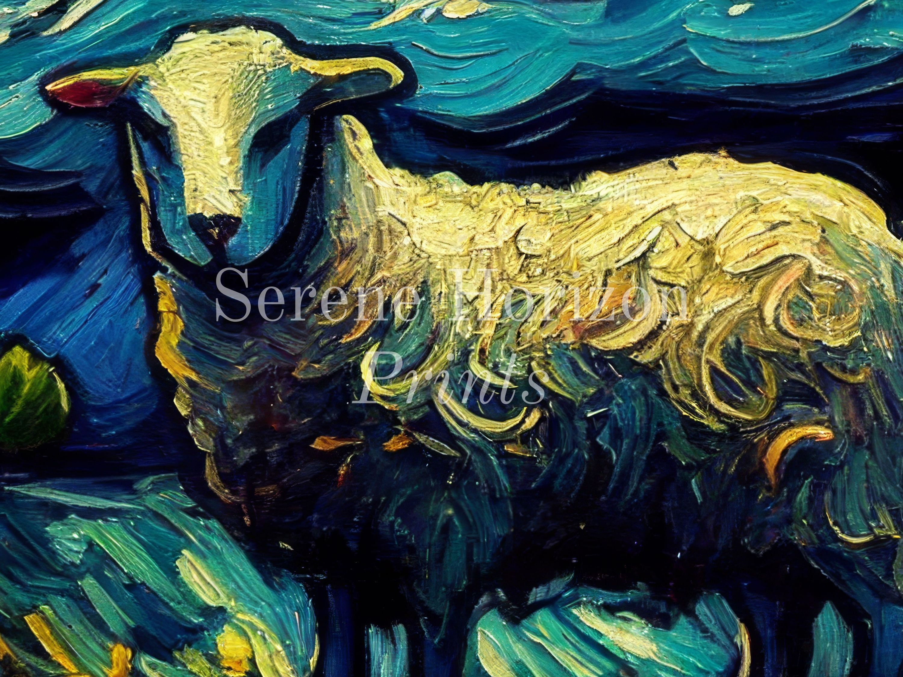 Van Gogh Inspired Sheep Portrait | PRINTABLE Wall Art | DIGITAL Art ...