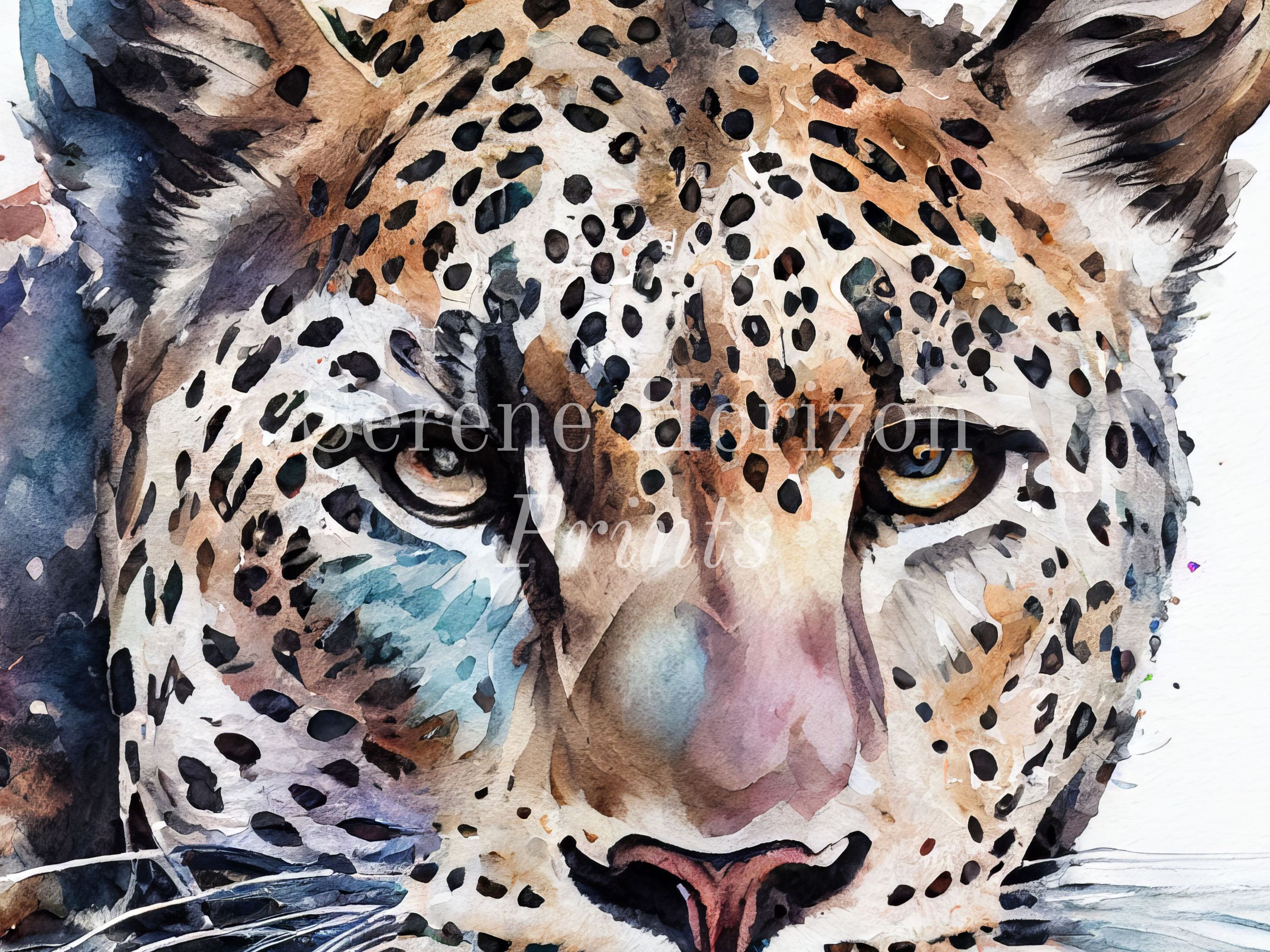 Watercolor Leopard Portrait | PRINTABLE Wall Art | DIGITAL Art Print ...
