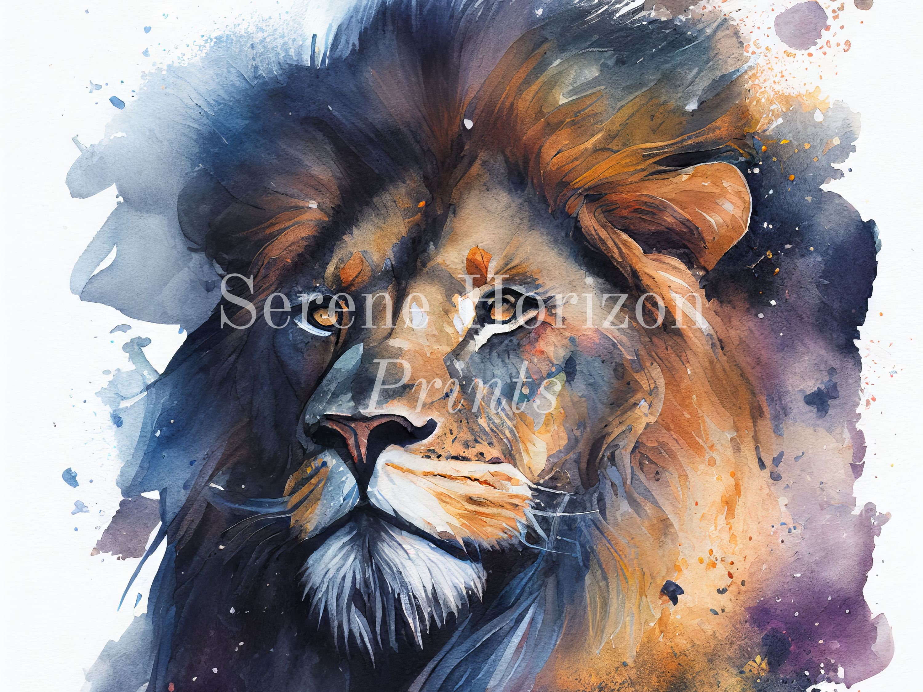 Watercolor Lion Portrait | PRINTABLE Wall Art | DIGITAL Art Print ...