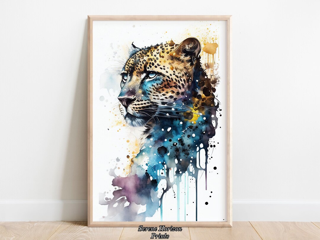 Watercolor Leopard Portrait | PRINTABLE Wall Art | DIGITAL Art Print ...