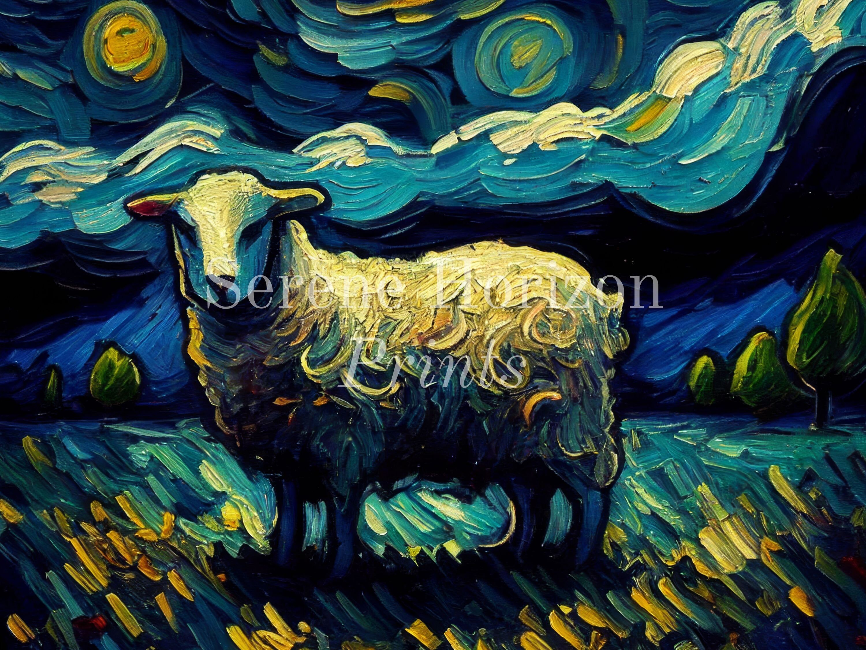 Van Gogh Inspired Sheep Portrait | PRINTABLE Wall Art | DIGITAL Art ...
