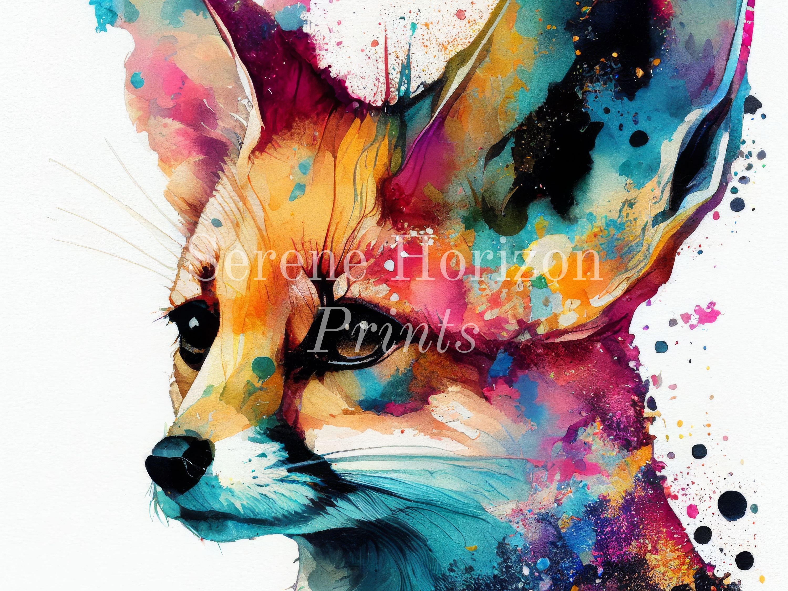 Watercolor Fennec Fox Portrait PRINTABLE Wall Art DIGITAL Art Print ...