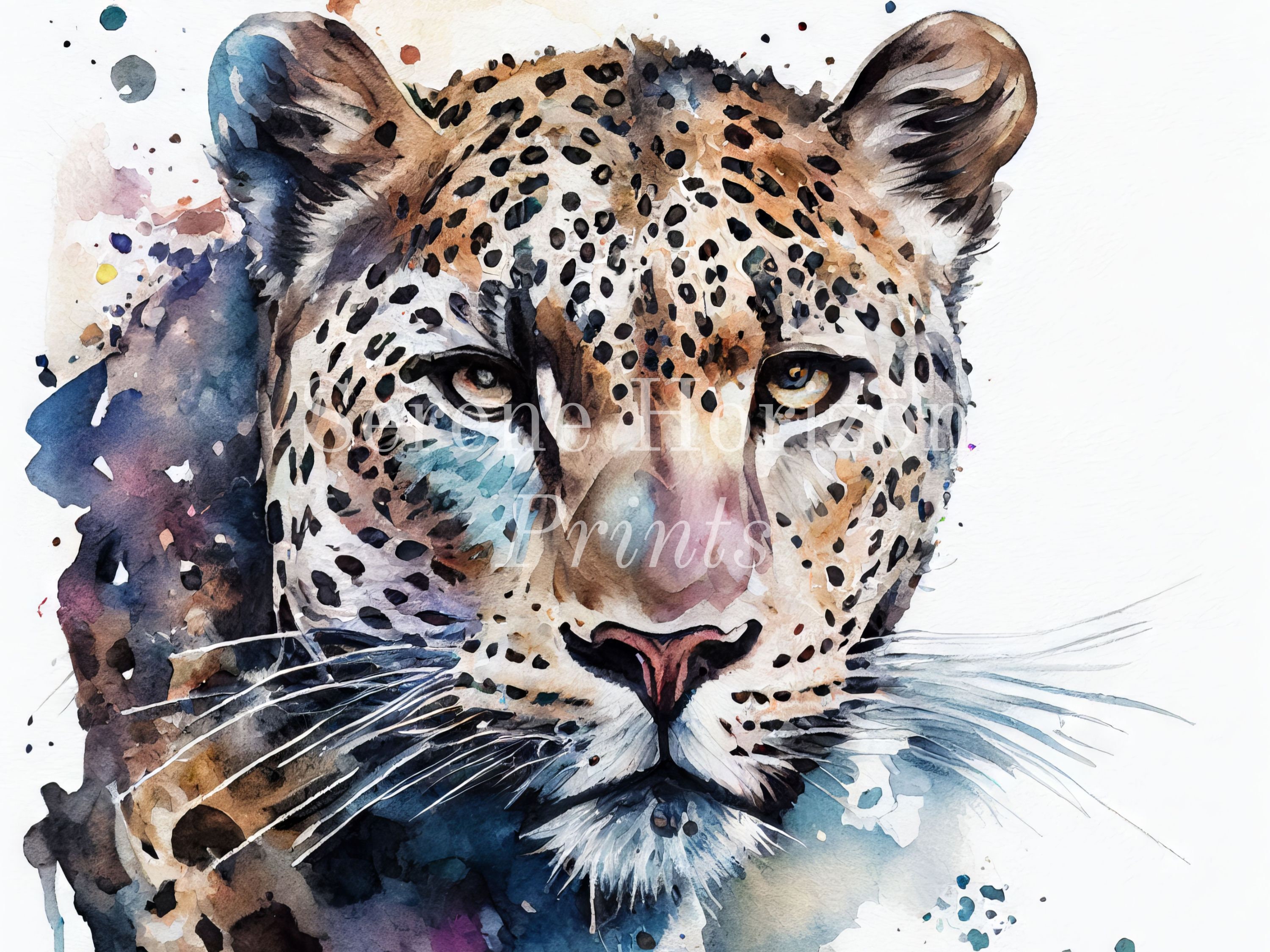 Watercolor Leopard Portrait | PRINTABLE Wall Art | DIGITAL Art Print ...