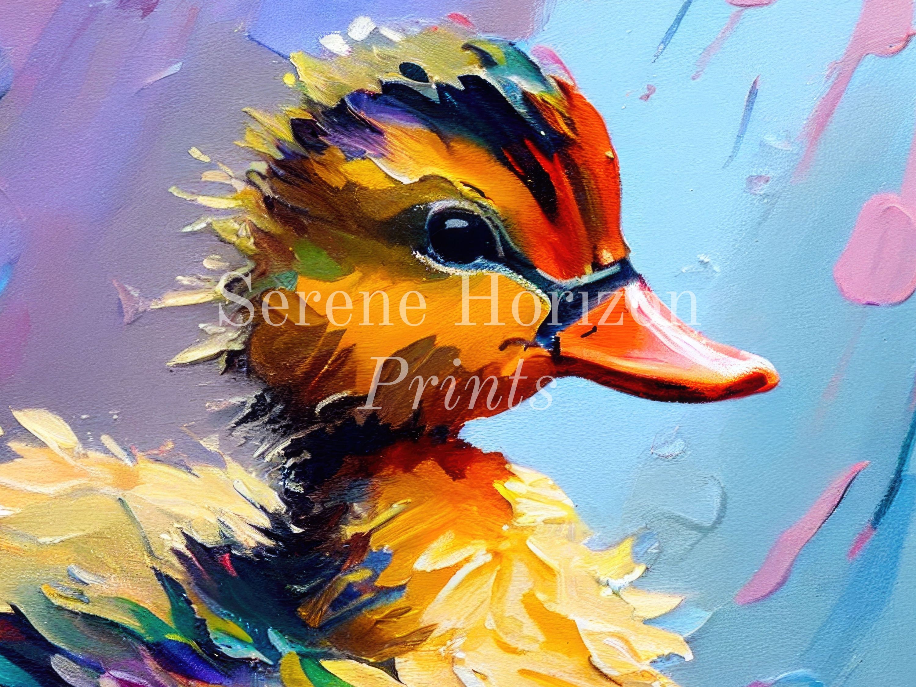 Duckling Oil Painting DIGITAL Art Print PRINTABLE Wall Art Duck Poster ...