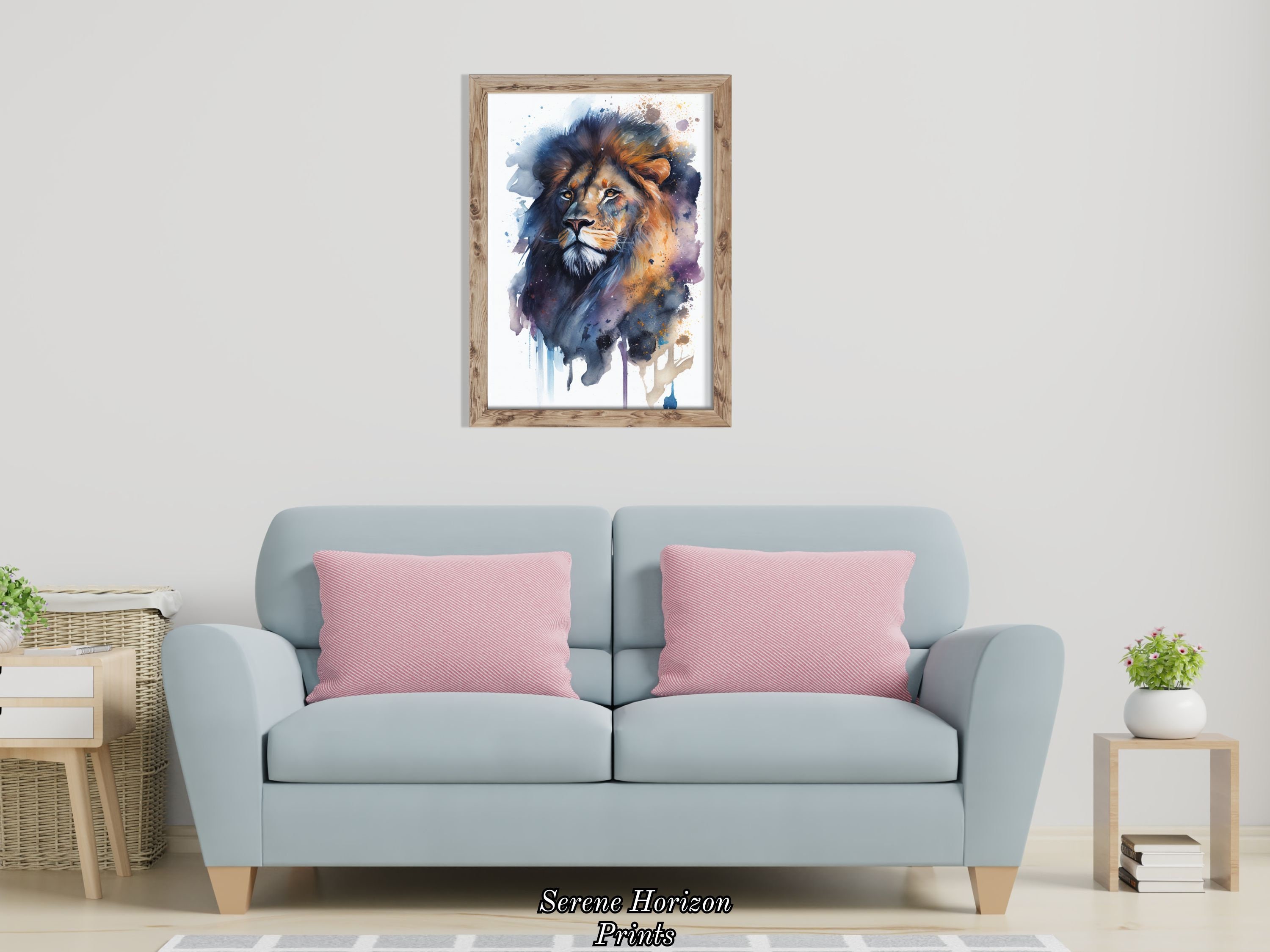 Watercolor Lion Portrait PRINTABLE Wall Art DIGITAL Art Print Colorful ...