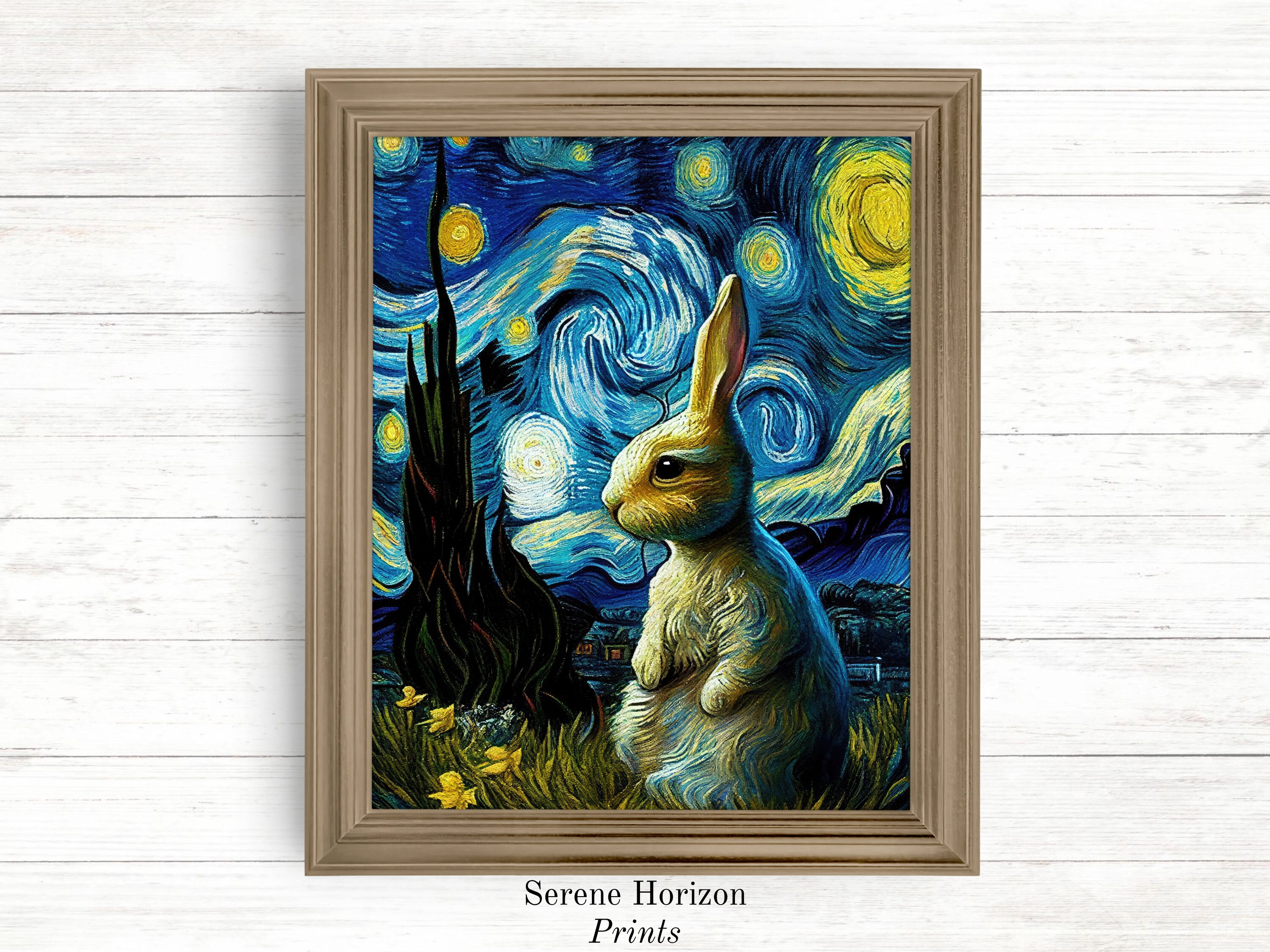 Van Gogh Inspired Bunny Rabbit Portrait | Printable Wall Art | Classic ...