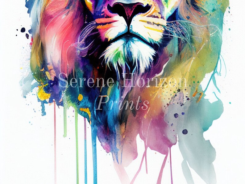 Watercolor Lion Portrait | PRINTABLE Wall Art | DIGITAL Art Print ...