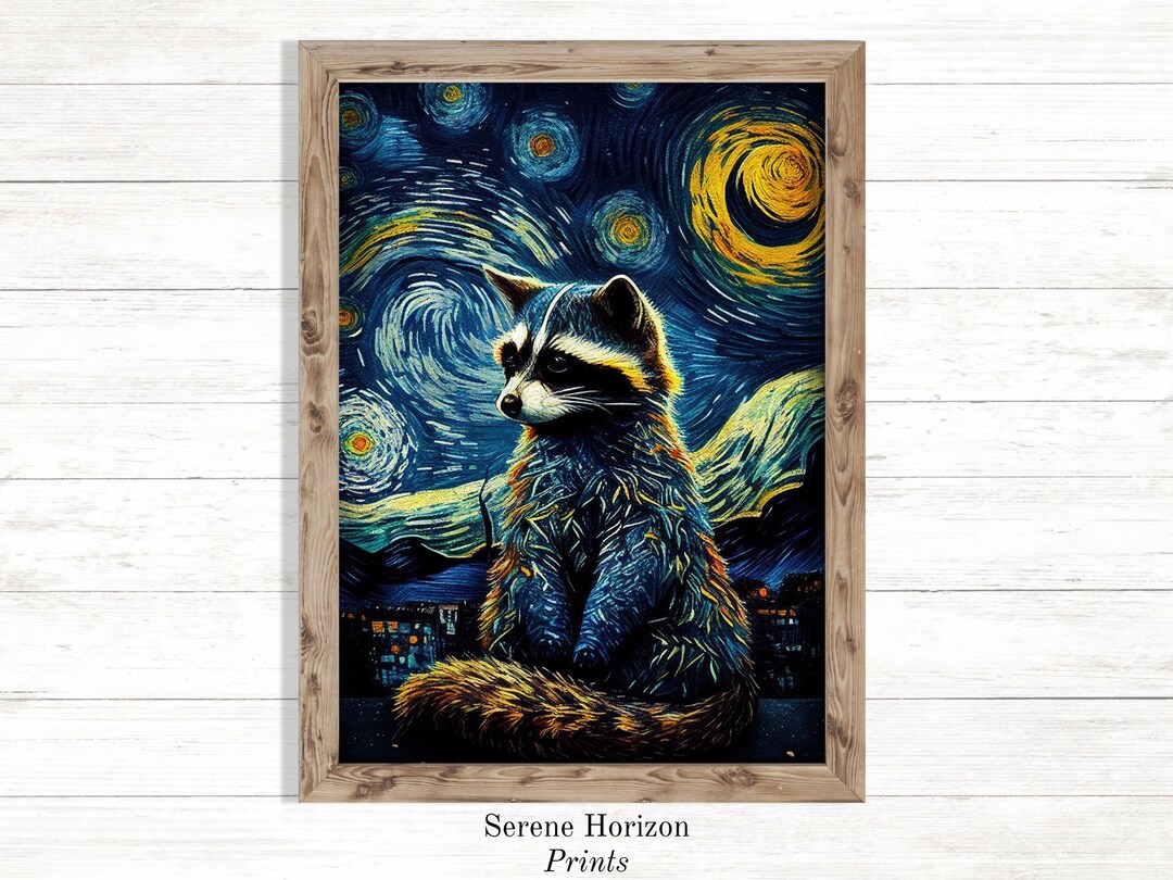 Van Gogh Inspired Raccoon Portrait | Printable Wall Art | Classic Art ...
