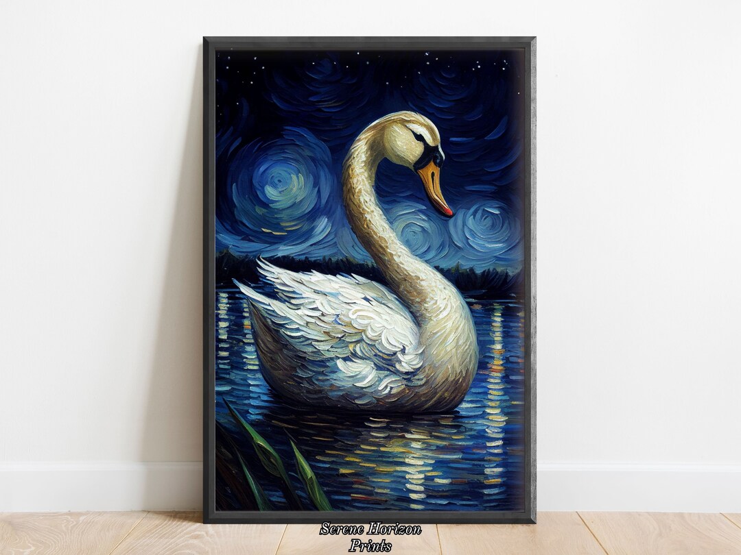 Van Gogh Inspired Swan Portrait | PRINTABLE Wall Art | DIGITAL Art ...