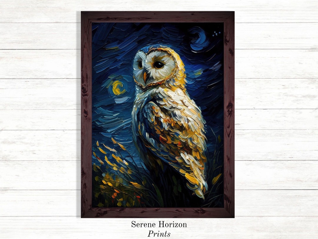 Van Gogh Inspired Owl Portrait | PRINTABLE Wall Art | DIGITAL Art Print ...