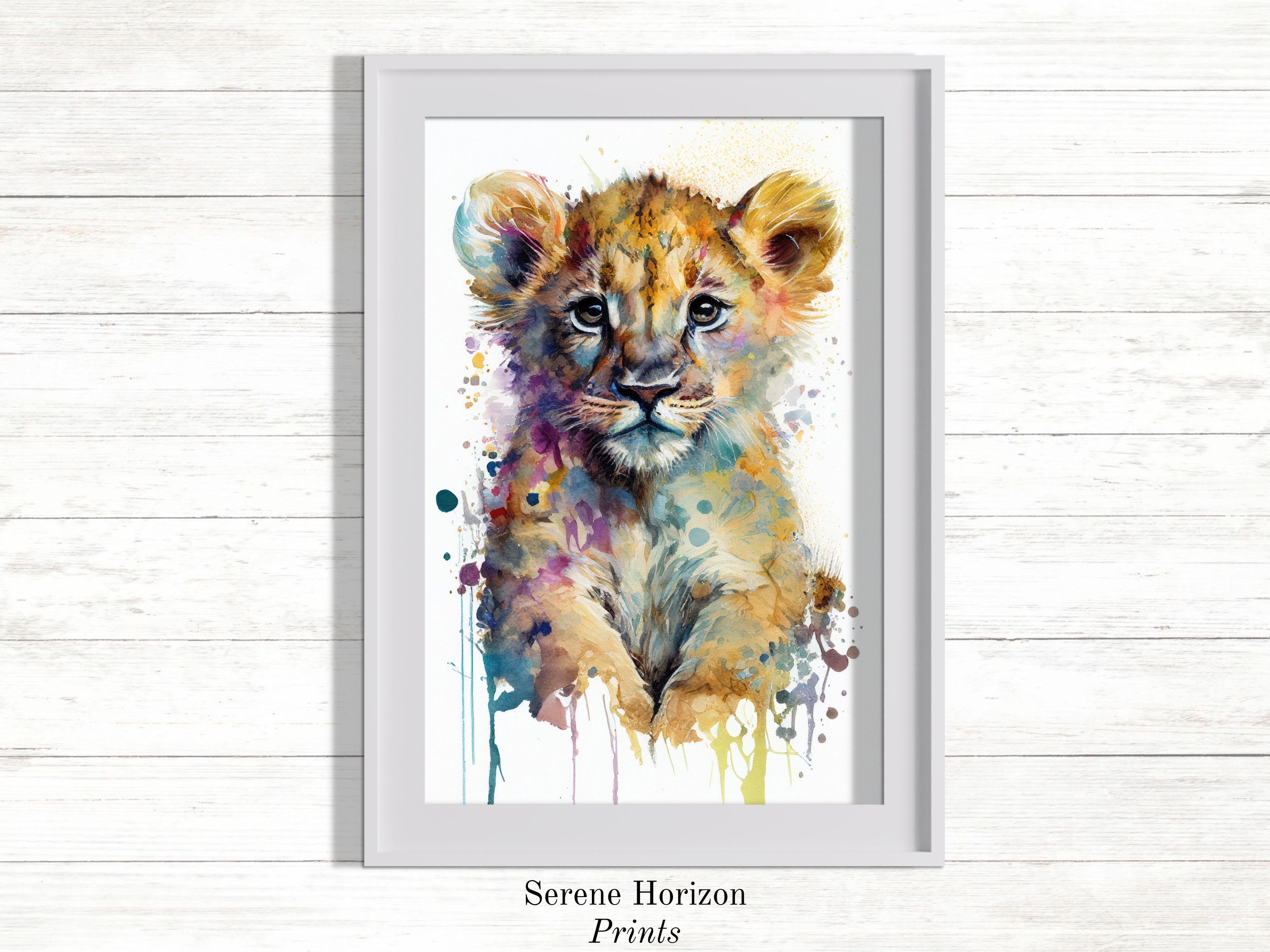 Watercolor Lion Cub Portrait | PRINTABLE Wall Art | DIGITAL Art Print ...