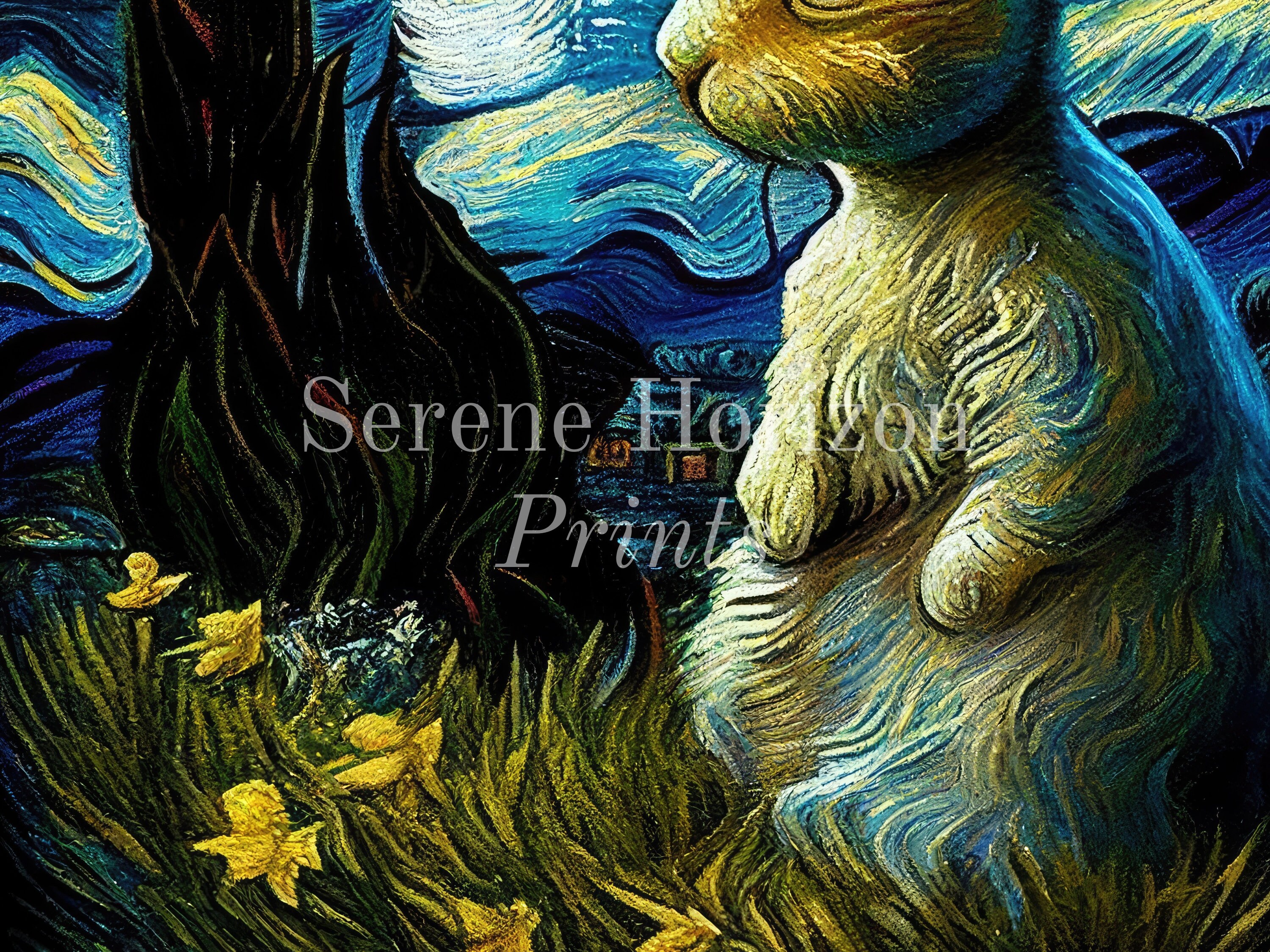 Van Gogh Inspired Bunny Rabbit Portrait | Printable Wall Art | Classic ...