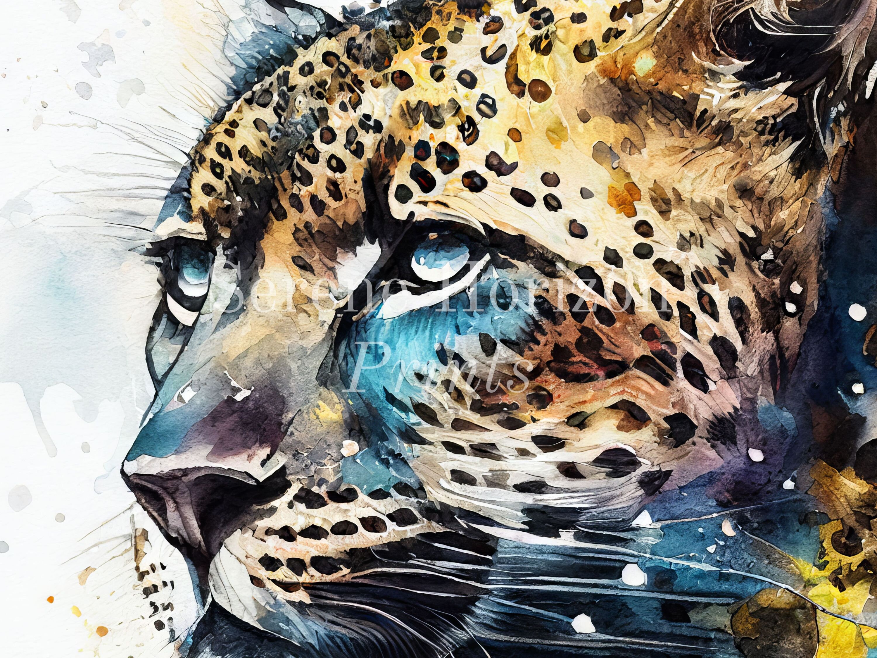 Watercolor Leopard Portrait | PRINTABLE Wall Art | DIGITAL Art Print ...