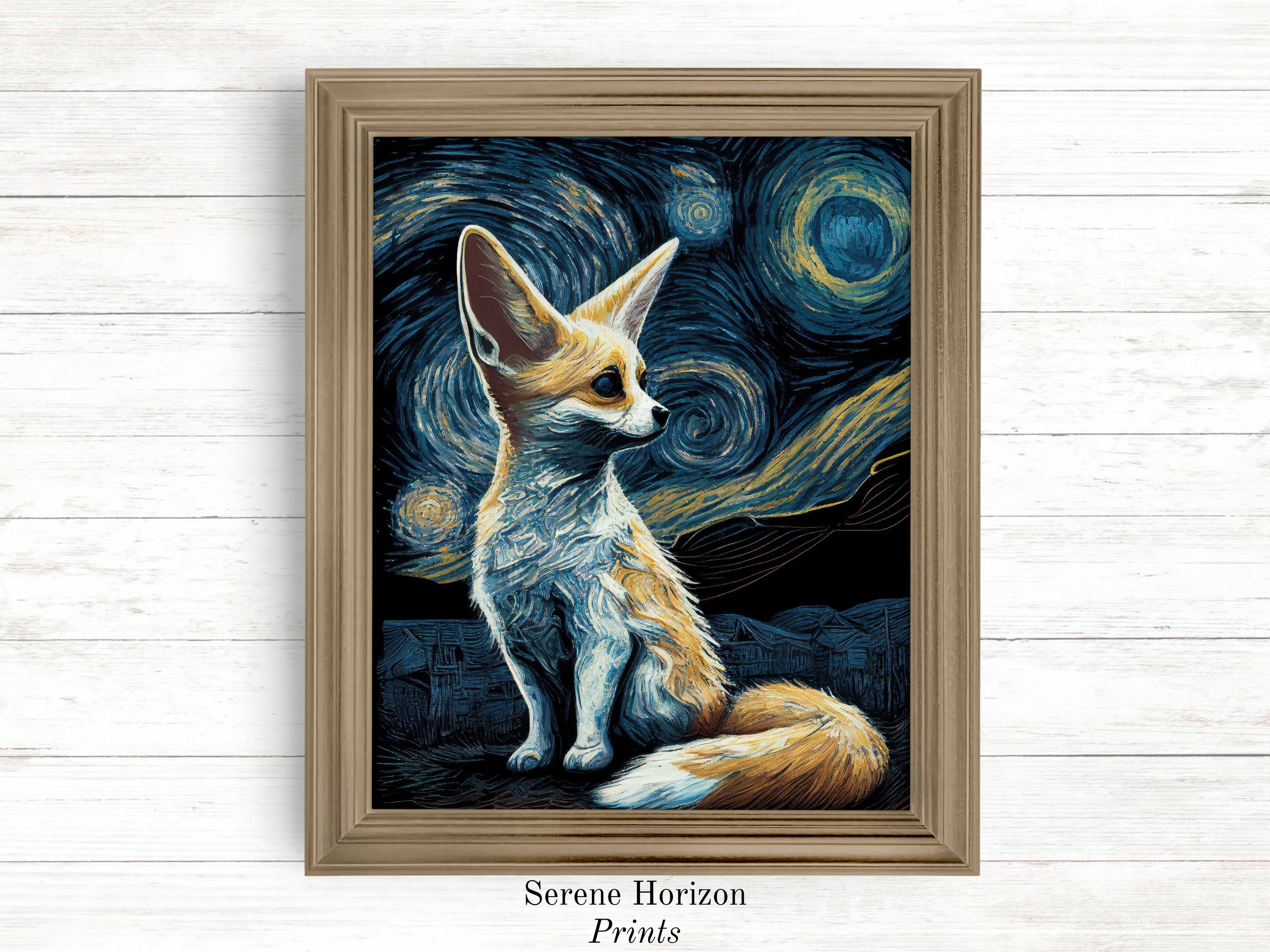 Van Gogh Inspired Fennec Fox Portrait Printable Wall Art - Etsy