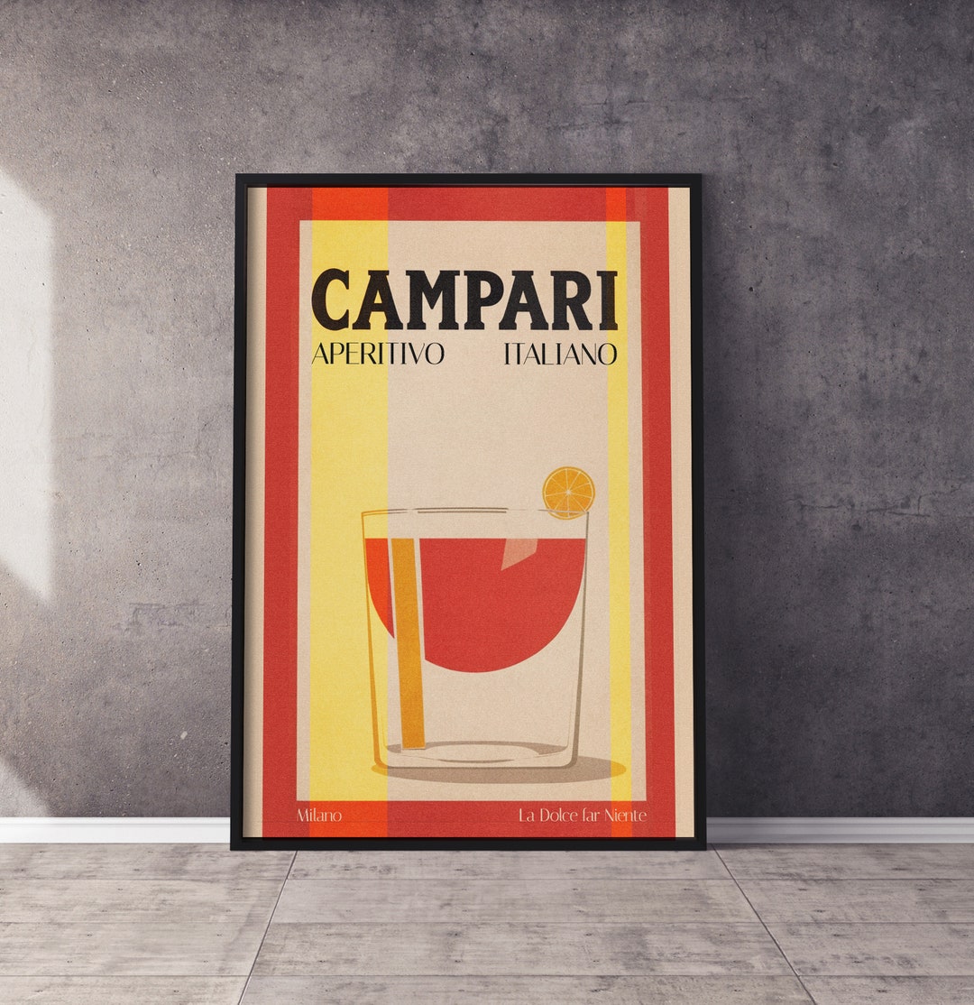 Vintage CAMPARI Italian Poster, Abstract Wall Art for Cocktail Lovers ...