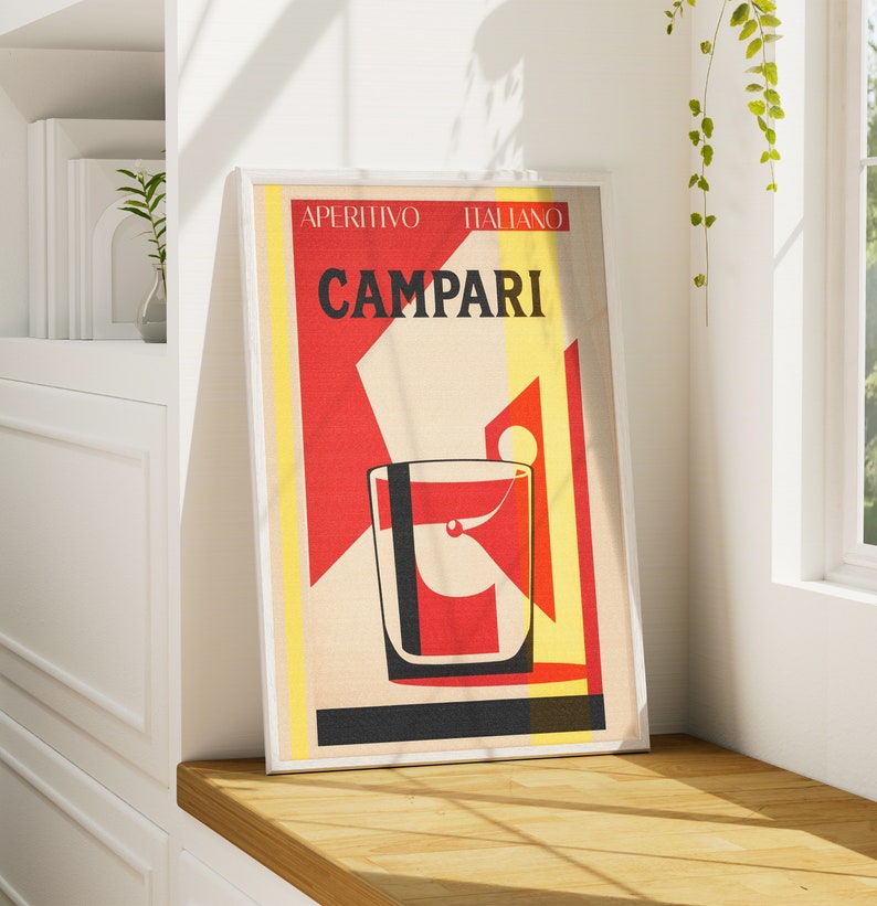 Vintage CAMPARI Italian Poster, Abstract Wall Art for Cocktail Lovers ...