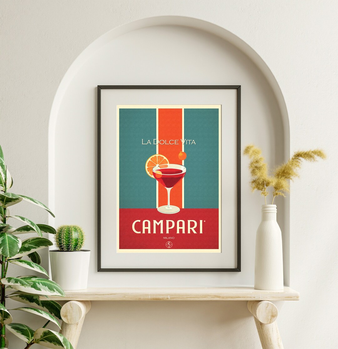 Vintage CAMPARI Italian Poster, Abstract Wall Art for Cocktail Lovers ...