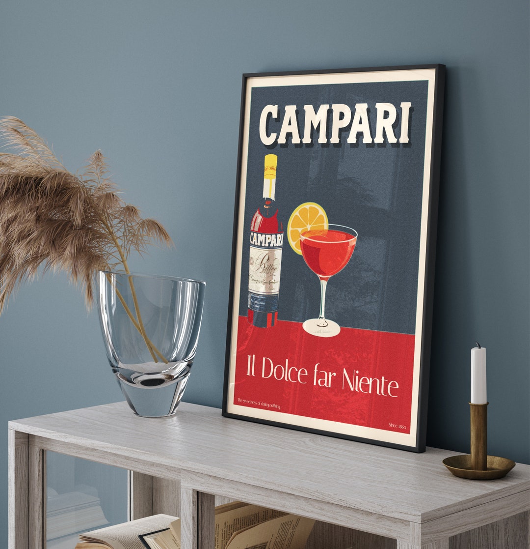 Vintage CAMPARI Italian Poster, Abstract Wall Art for Cocktail Lovers ...