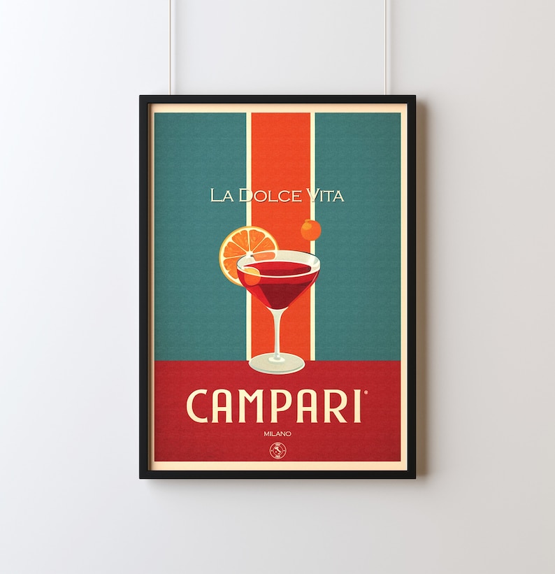 Vintage CAMPARI Italian Poster, Abstract Wall Art for Cocktail Lovers ...