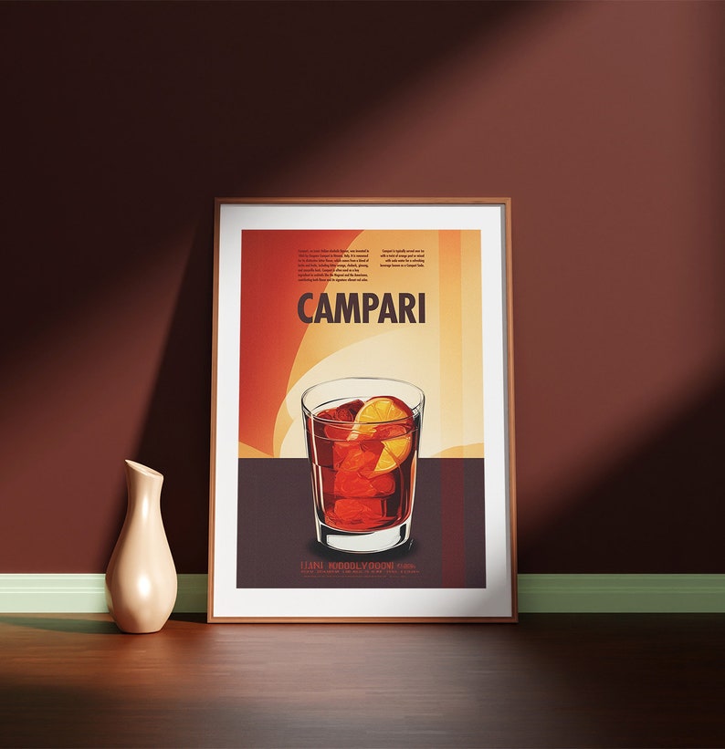 Vintage Campari Poster: Sketched Italian Cocktail Wall Art - Etsy