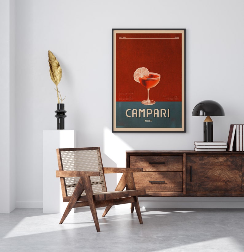 Vintage BITTER CAMPARI Italian Poster, Wall Art for Cocktail Lovers - Etsy