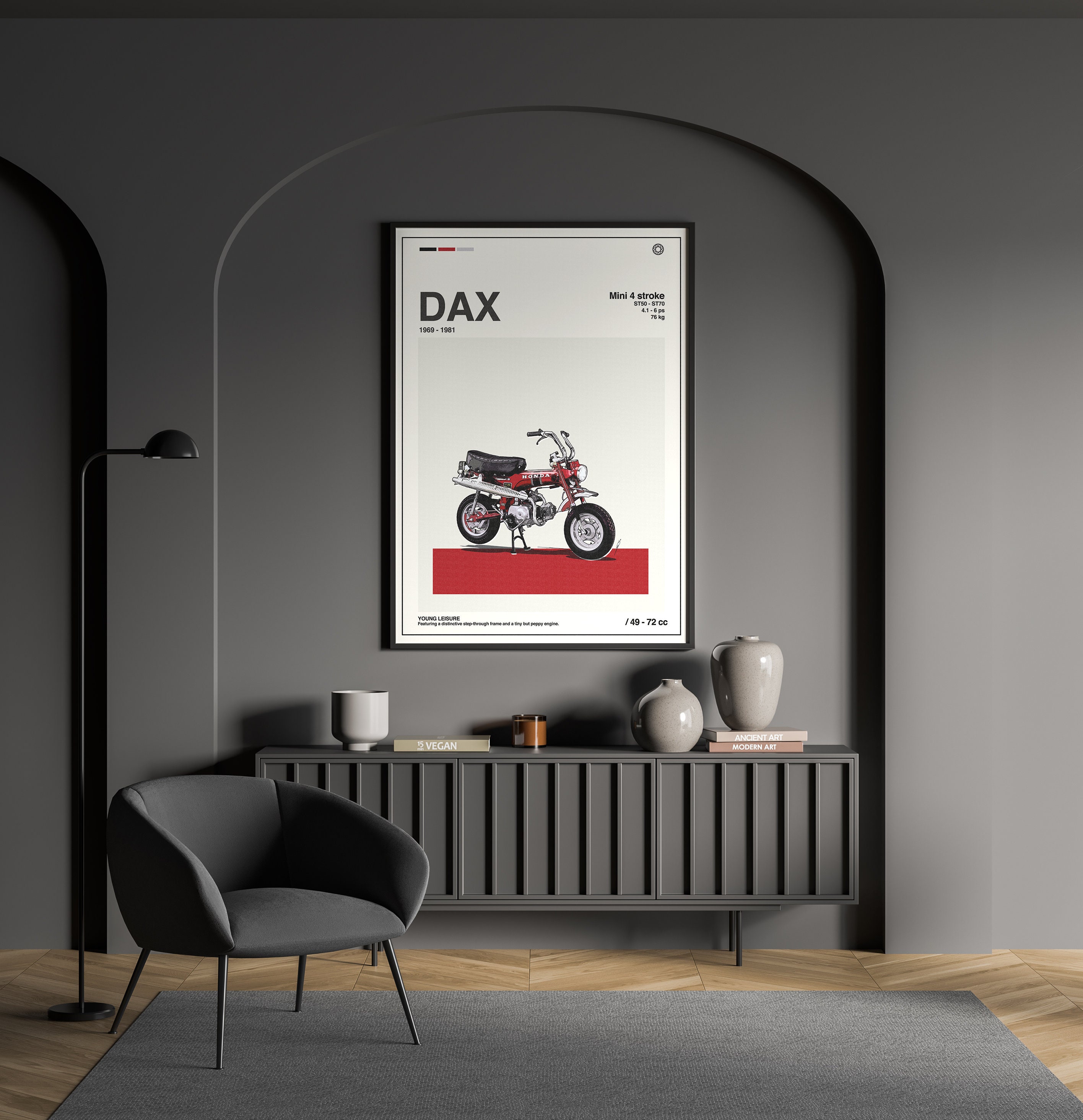 Vintage Honda Dax Mini 4 Stroke Poster Design, Ideal for Retro Bike ...